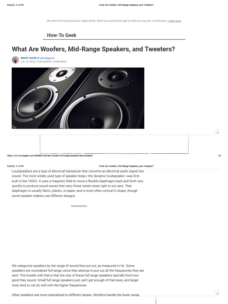 What Are Woofers, Mid-Range Speakers, and Tweeters_ | PDF | Loudspeaker ...
