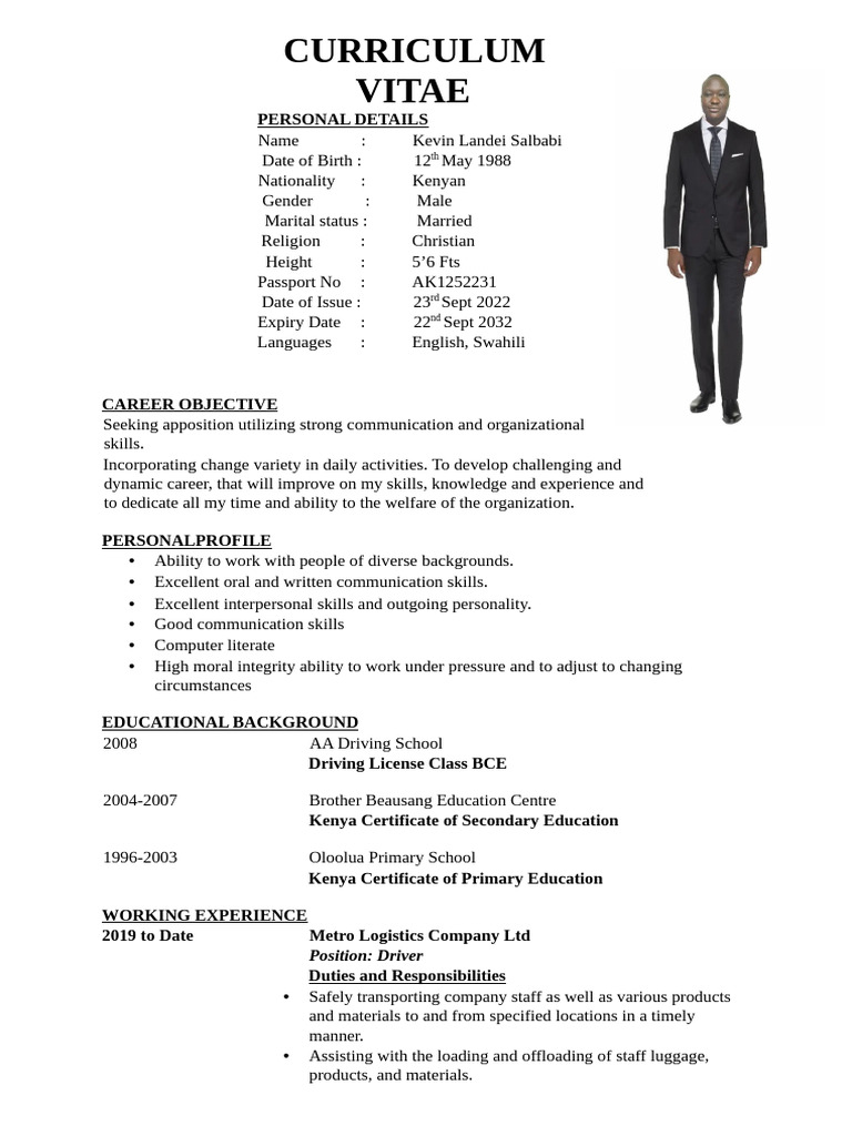 Kevin Landei Salbabi CV | PDF | Car | Transport