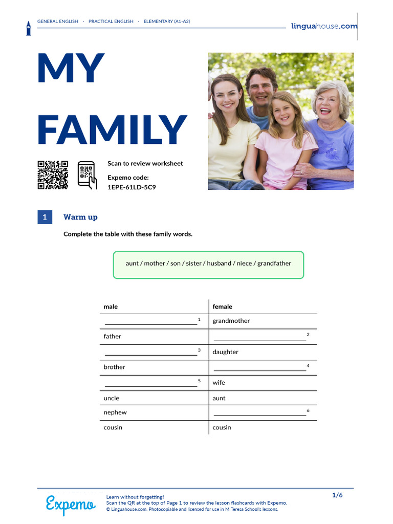 Family Vocabulary Basics | PDF | Human Communication | Linguistics