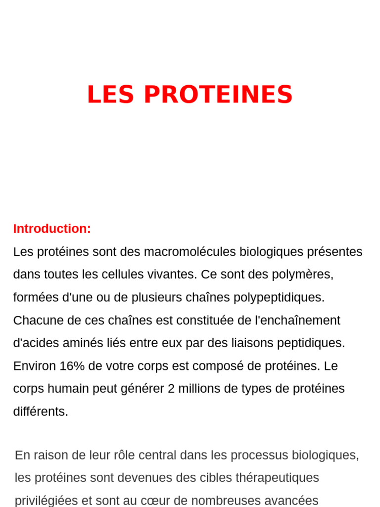 Les Proteines | PDF | Structure de la protéine | Protéines