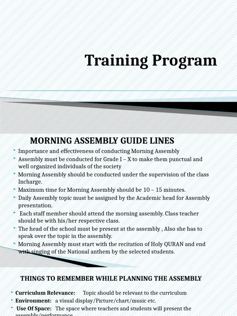 training program | PDF | Homework | Lesson Plan