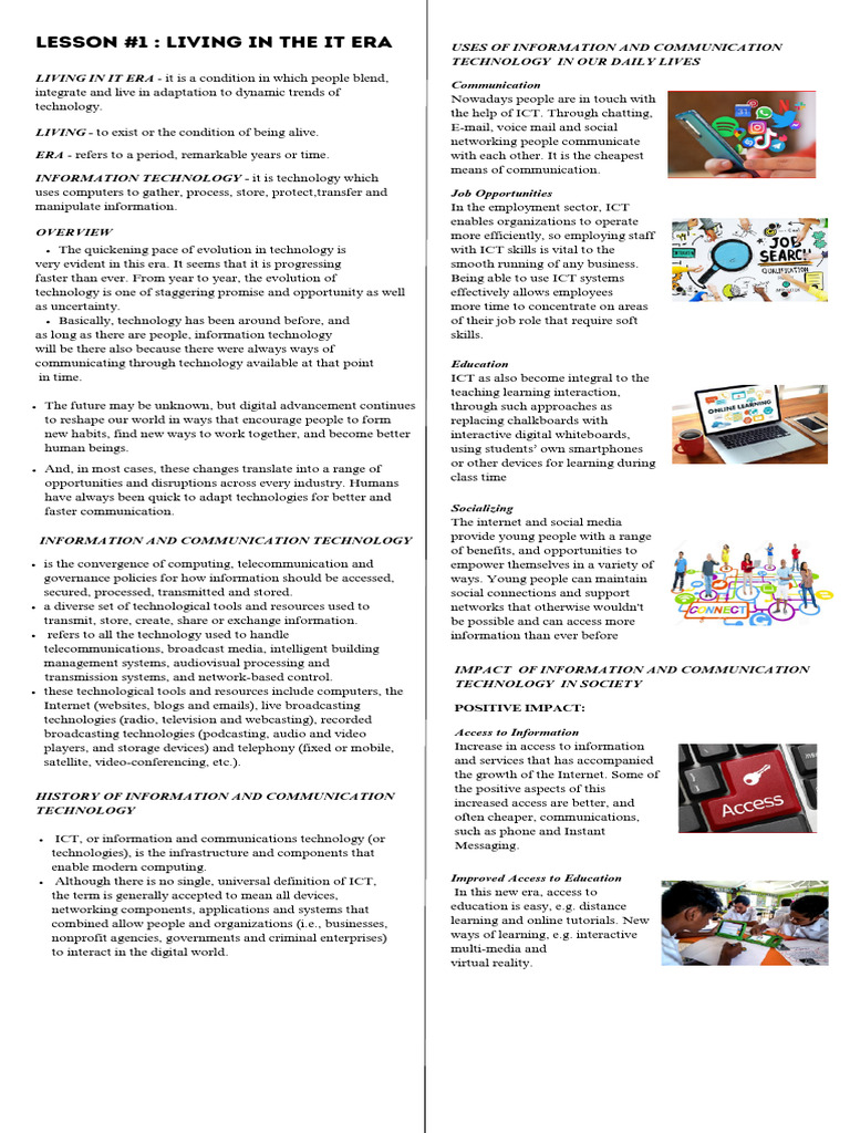 Elective Living in It Era - Ece | PDF | Information And Communications Technology | Educational ...