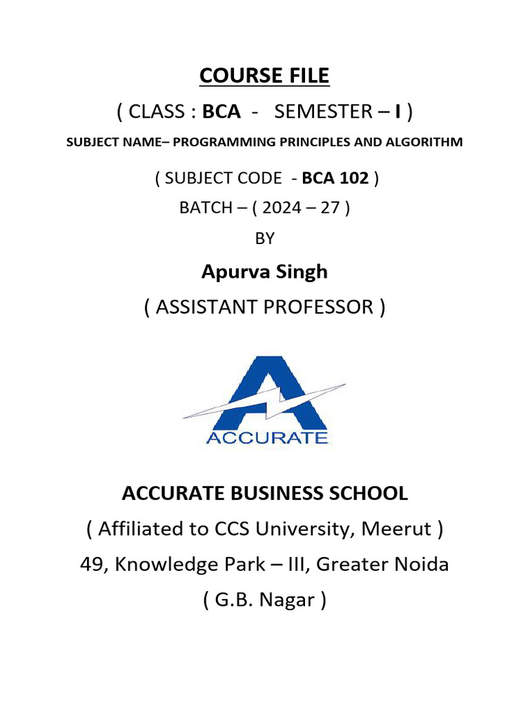 Course File Front Page | PDF