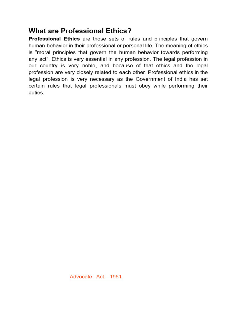 Professional Ethics | PDF | Lawyer | Advocate