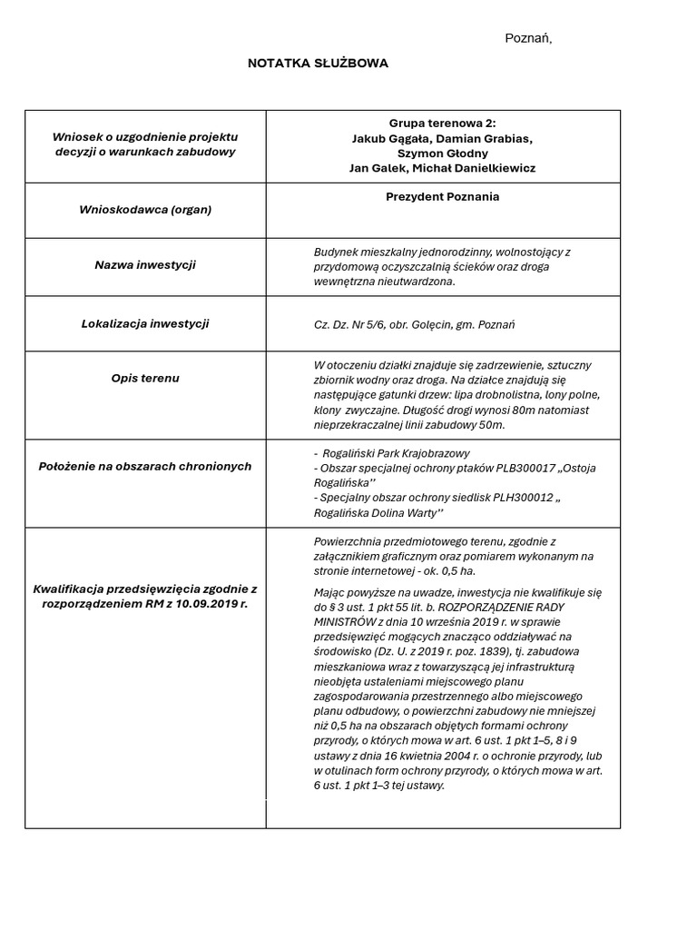 Wniosek o Uzgodnienie Projektu Z Wszystkim | PDF