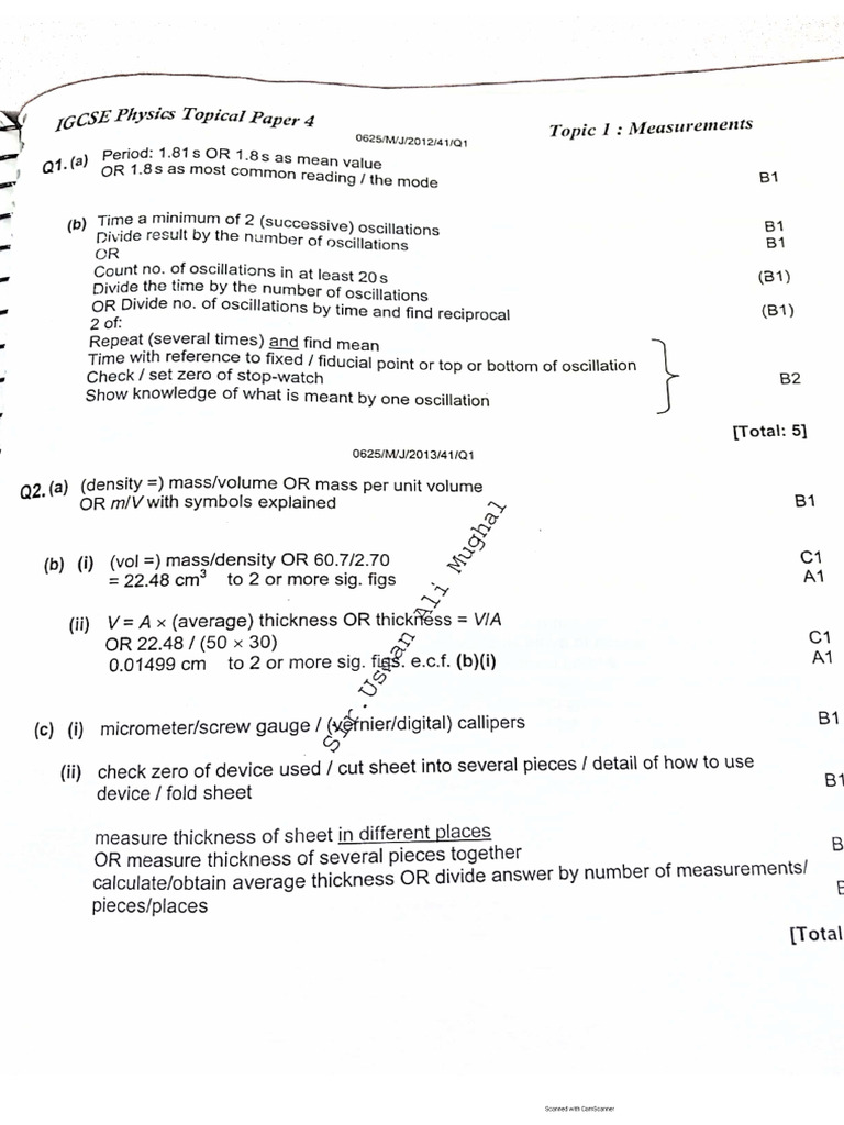 Physics Workbook Ch#1.1-1.4 Grade-9 | PDF