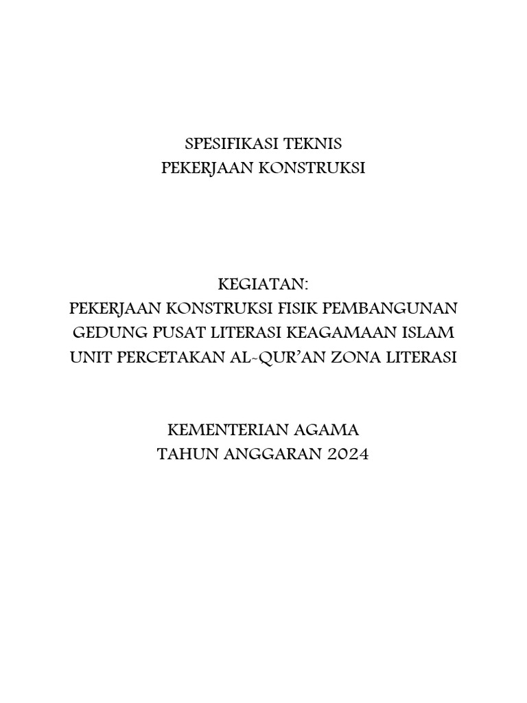 Spesifikasi Teknis FIsik PLKI 2024 Zona Literasi | PDF