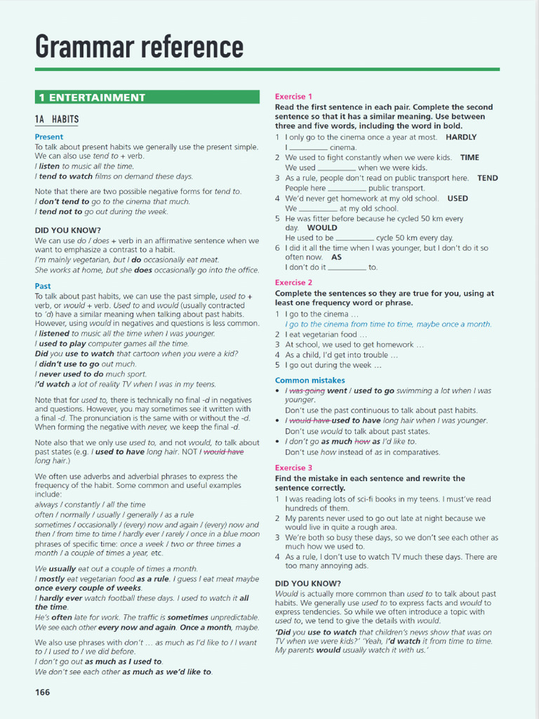 Outcomes 3rd Edition: Upper Intermediate Grammar Section | PDF | Adverb | Adjective