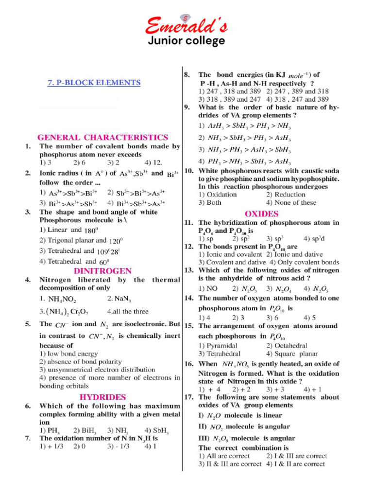 15th Group EAMCET Worksheet - 2 | PDF