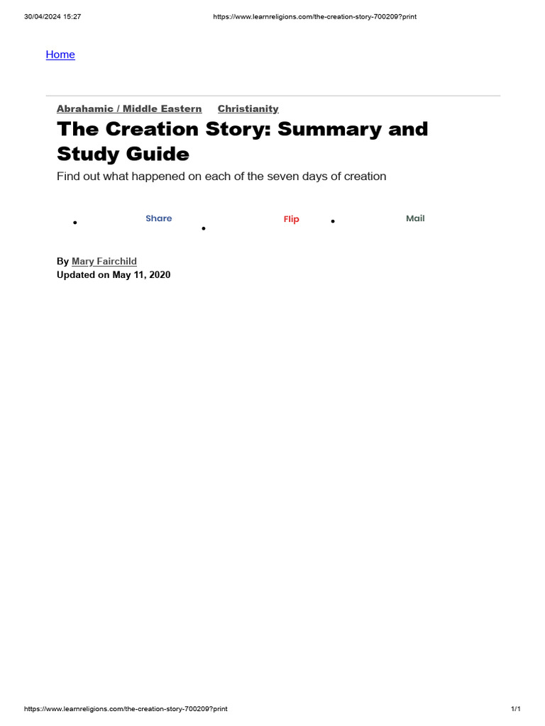 The Creation Story 700209 Pdf