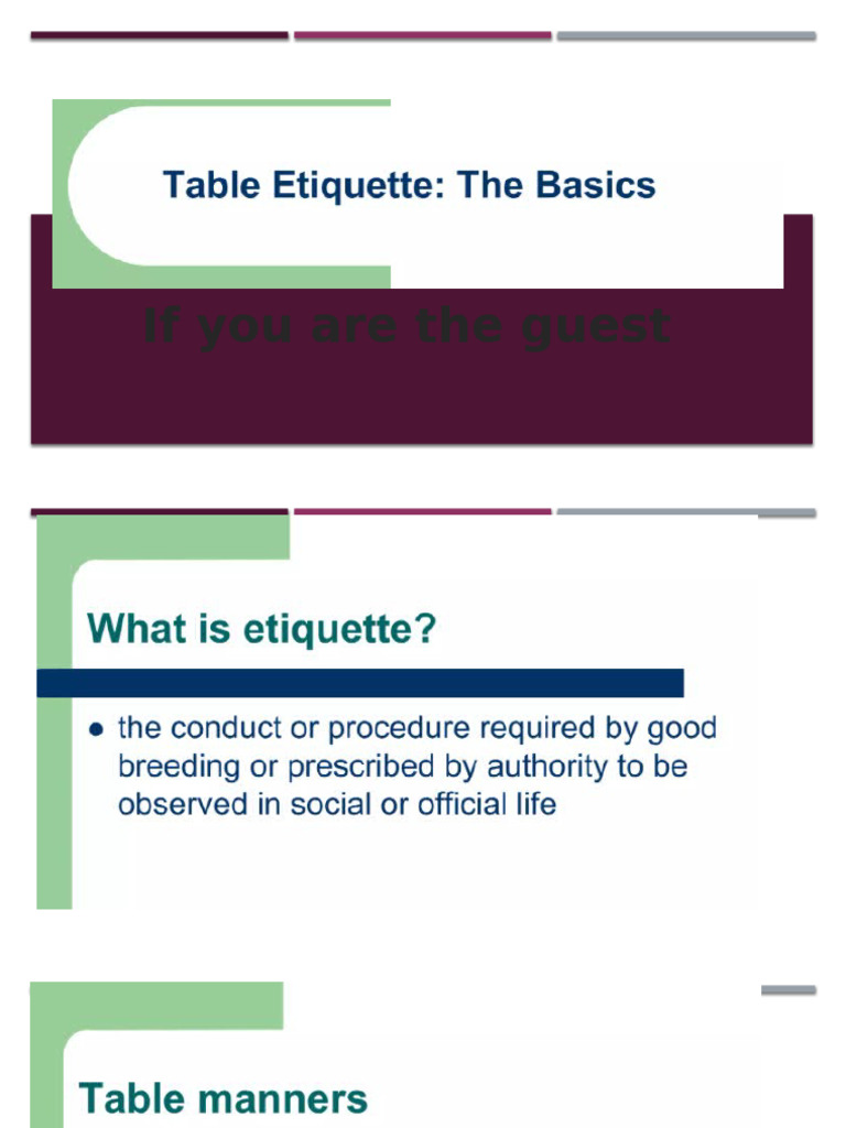 Table Etiquette | PDF