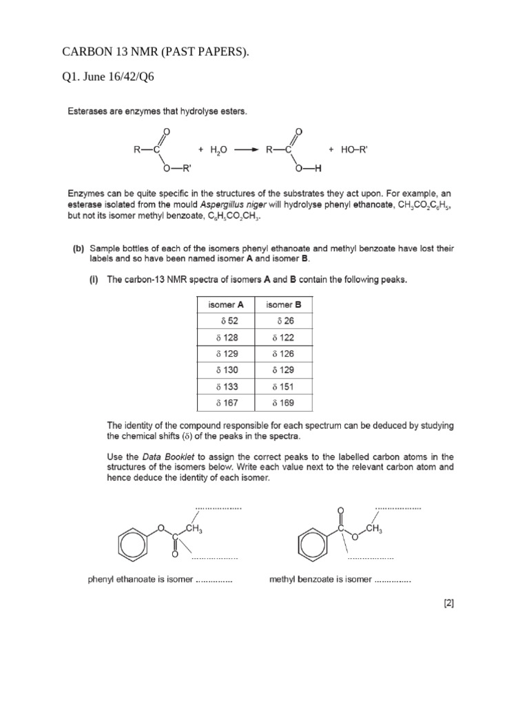 CARBON 13 NMR Past Ppapers, MS | PDF