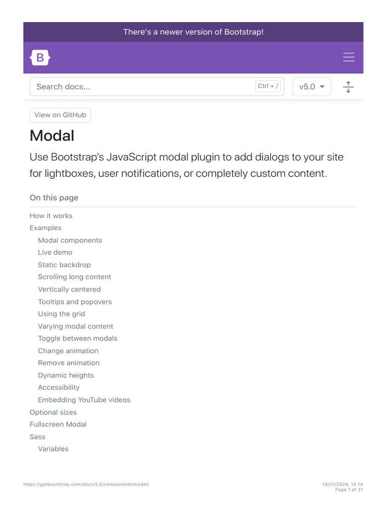 Modal Bootstrap v50 | PDF | Bootstrap (Front End Framework) | Java Script