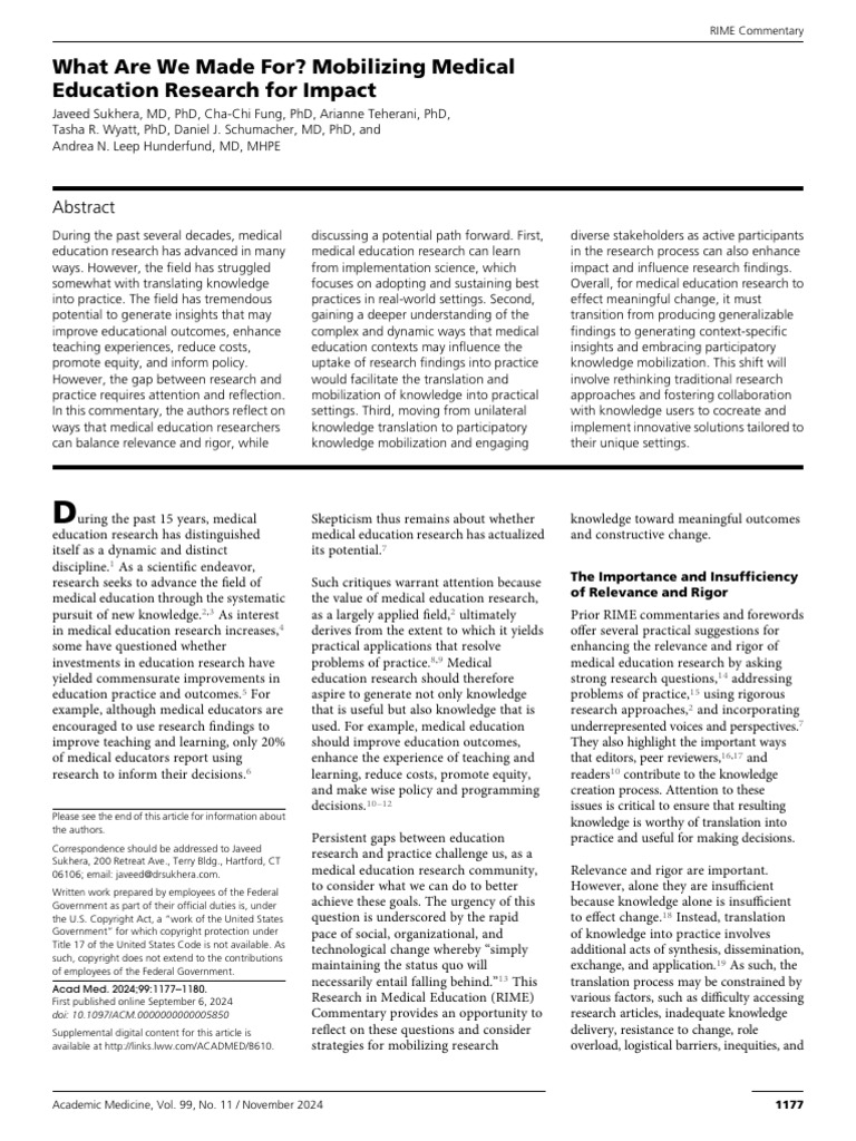 What Are We Made For Mobilizing Medical Education.8 | PDF | Knowledge ...