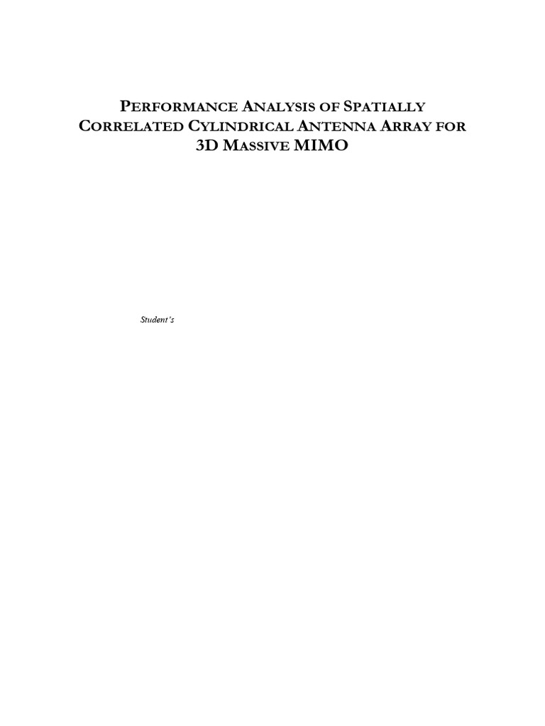 PERFORMANCE ANALYSIS OF SPATIALLY CORRELATED CYLINDRICAL ANTENNA ARRAY FOR 3D MASSIVE MIMO | PDF ...