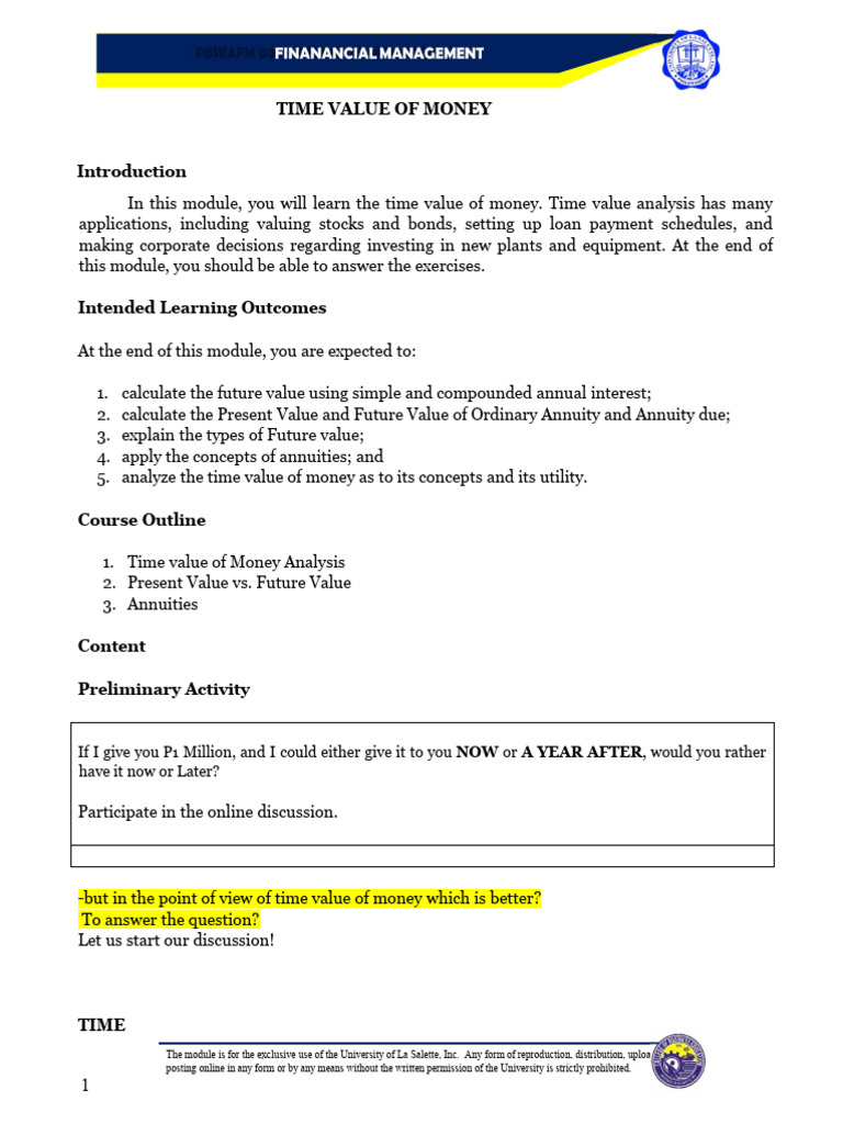 FINMAN Time Value of Money | PDF | Time Value Of Money | Present Value