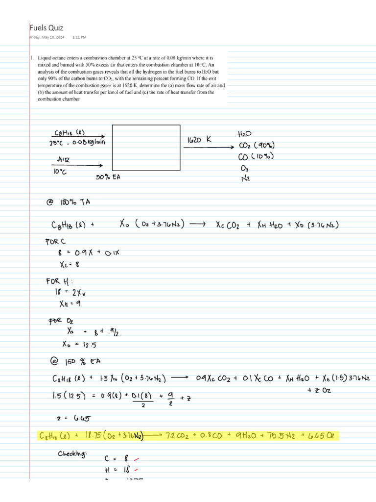 Fuels and Combustion-Quiz | PDF