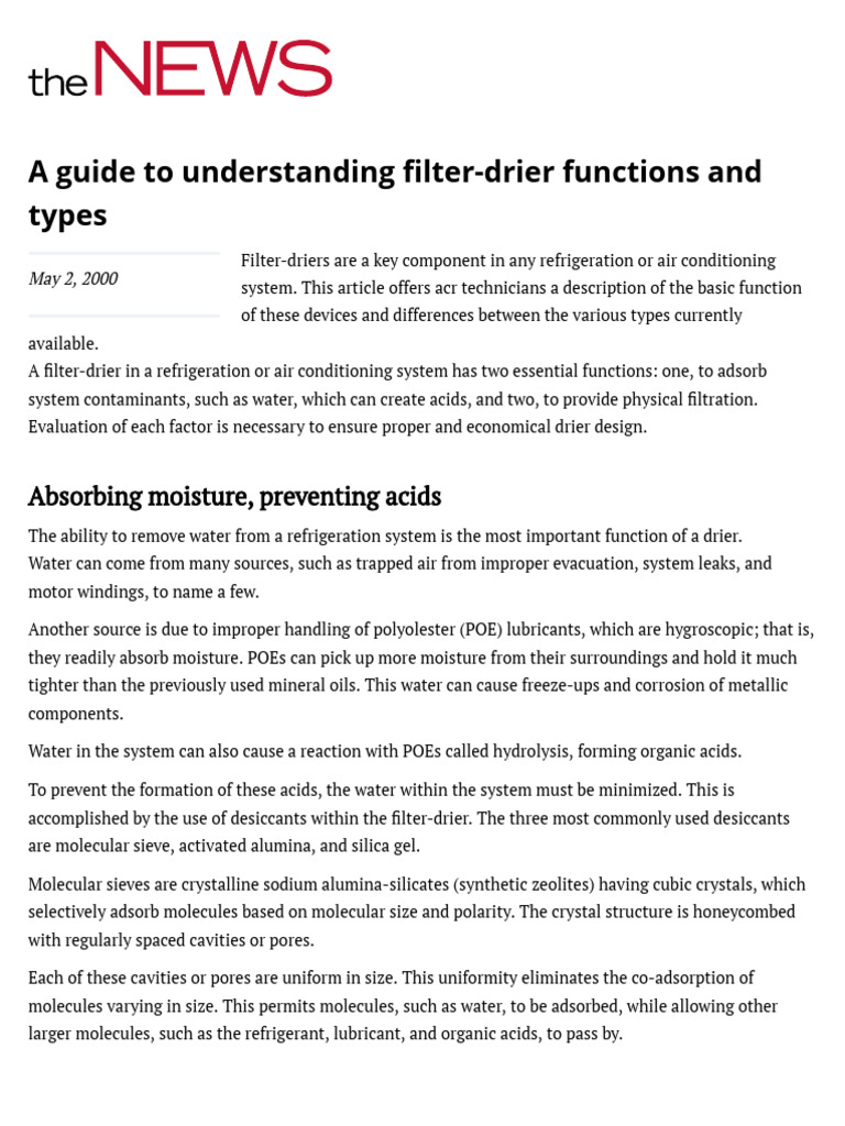 A Guide To Understanding Filter Drier Functions and Types | PDF ...