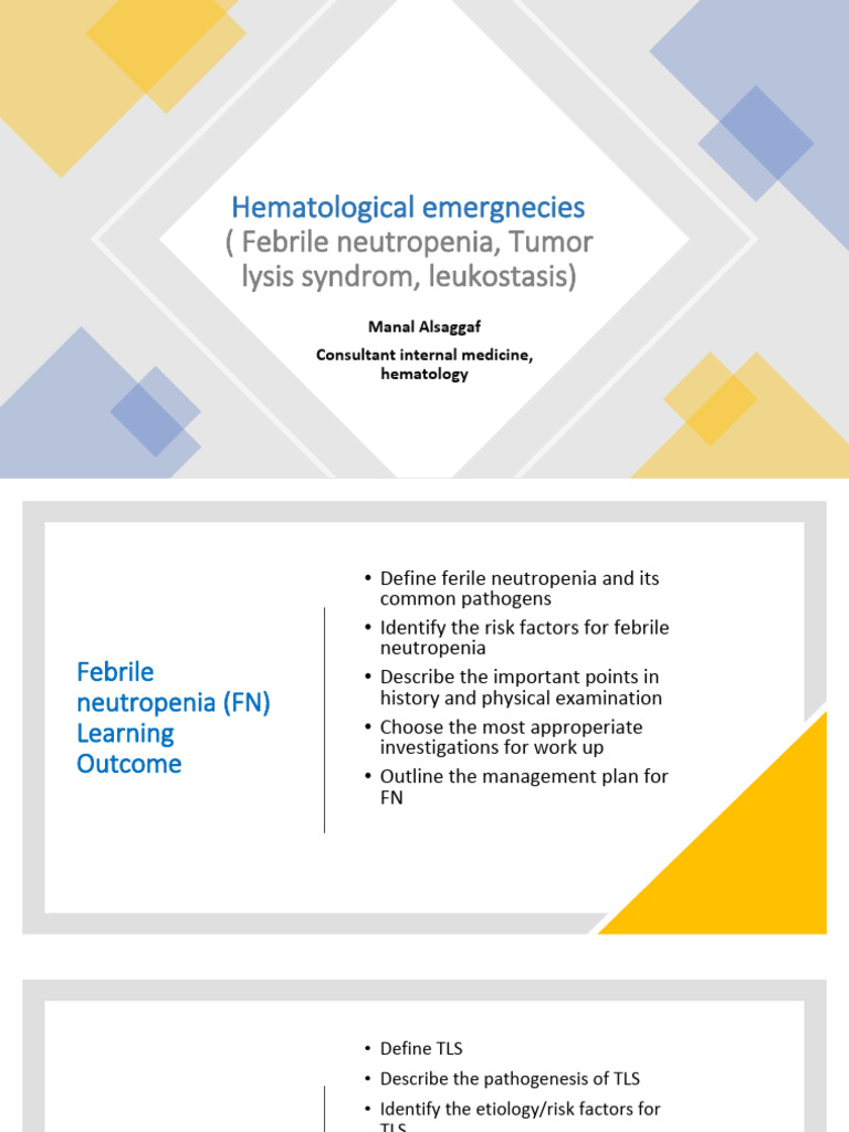 Hematological Emergencies (1) ADJ | PDF | Causes Of Death | Medicine