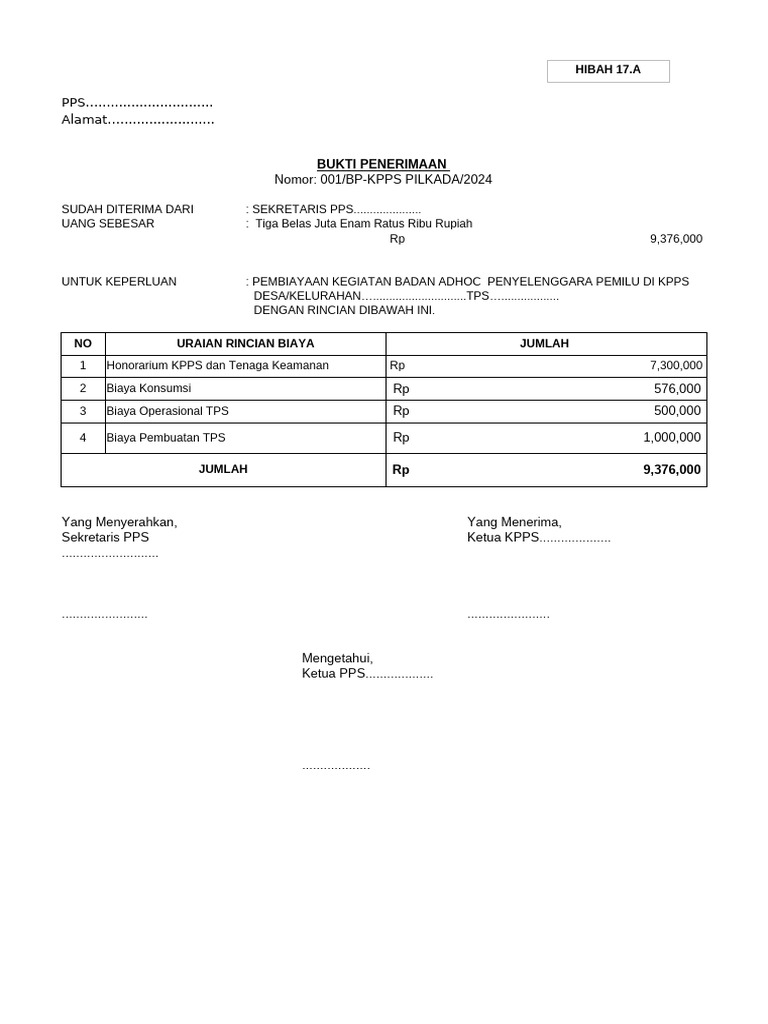 Form_lpj Kpps Pilkada Serentak 2024 (1) | PDF