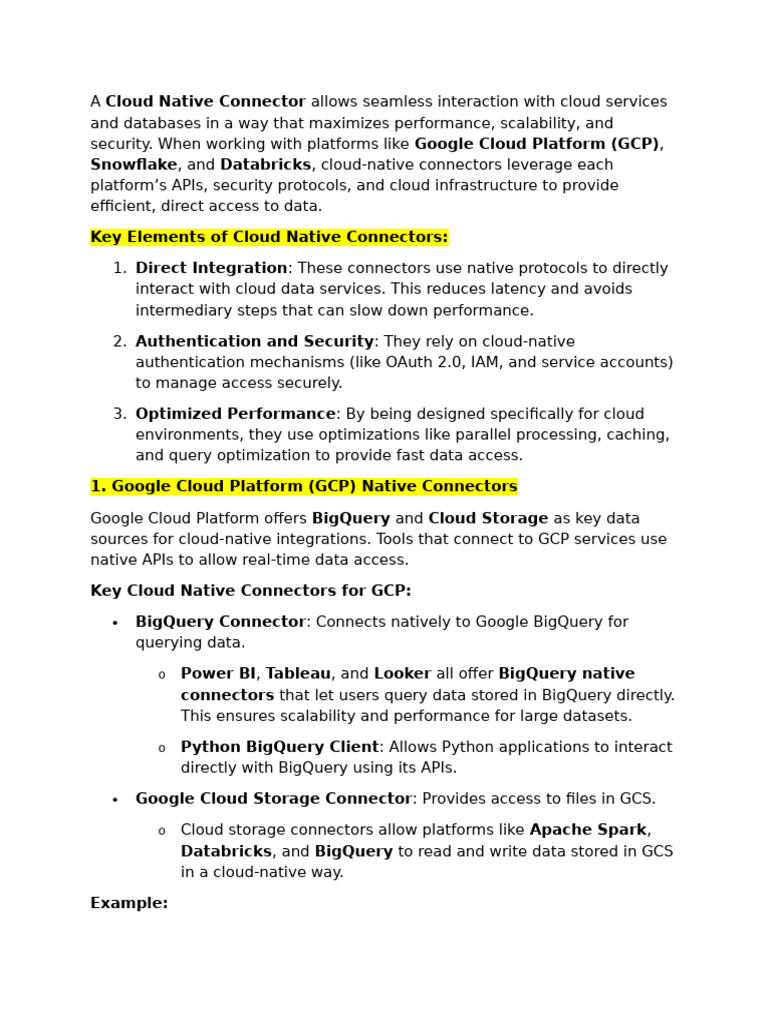 Cloud Native Connector (GCP, Snowflake, Databricks) | PDF | Cloud ...
