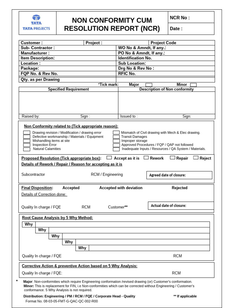 Non Conformity Cum Resolution Report | PDF | Quality Assurance