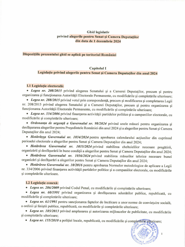 Ghid Legislativ Alegeri Parlamerntare | PDF