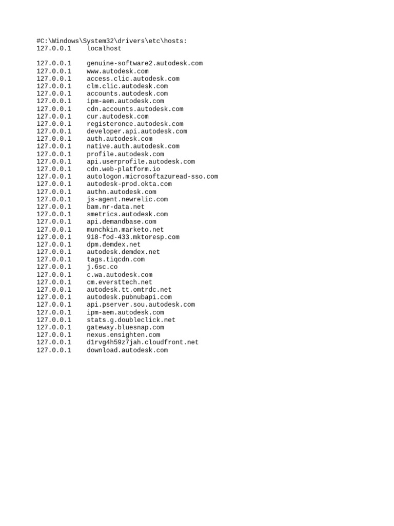 Autodesk Hosts File Configuration | PDF