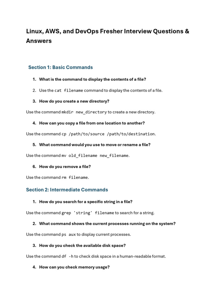 Fresher Linux, AWS and DeVops Interview Questions & Answers | PDF | Amazon Web Services ...