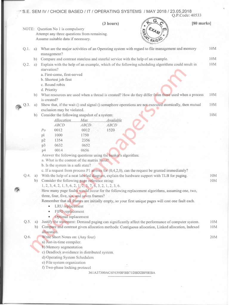 Se-It Sem4 Os-Cbcgs May18 | PDF