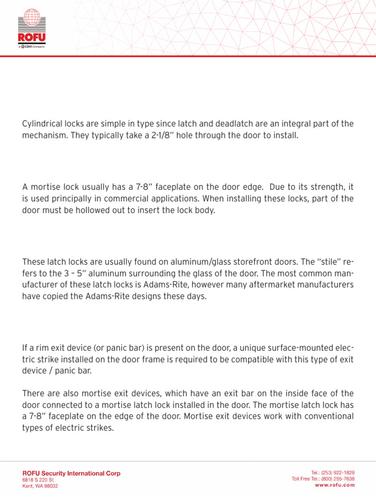 ROFU Type of Door Locks | PDF