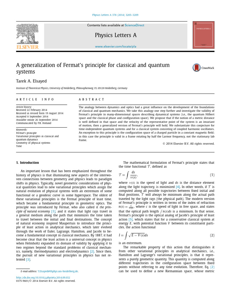 2014 - A Generalization of Fermat Principle | PDF | Calculus Of ...