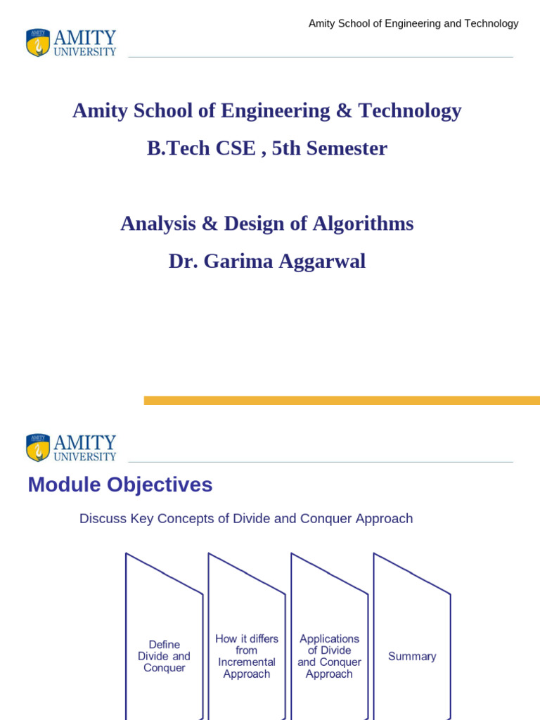 Module 2a Divide And Conquer Introduction Ppt Pdf Time Complexity Applied Mathematics