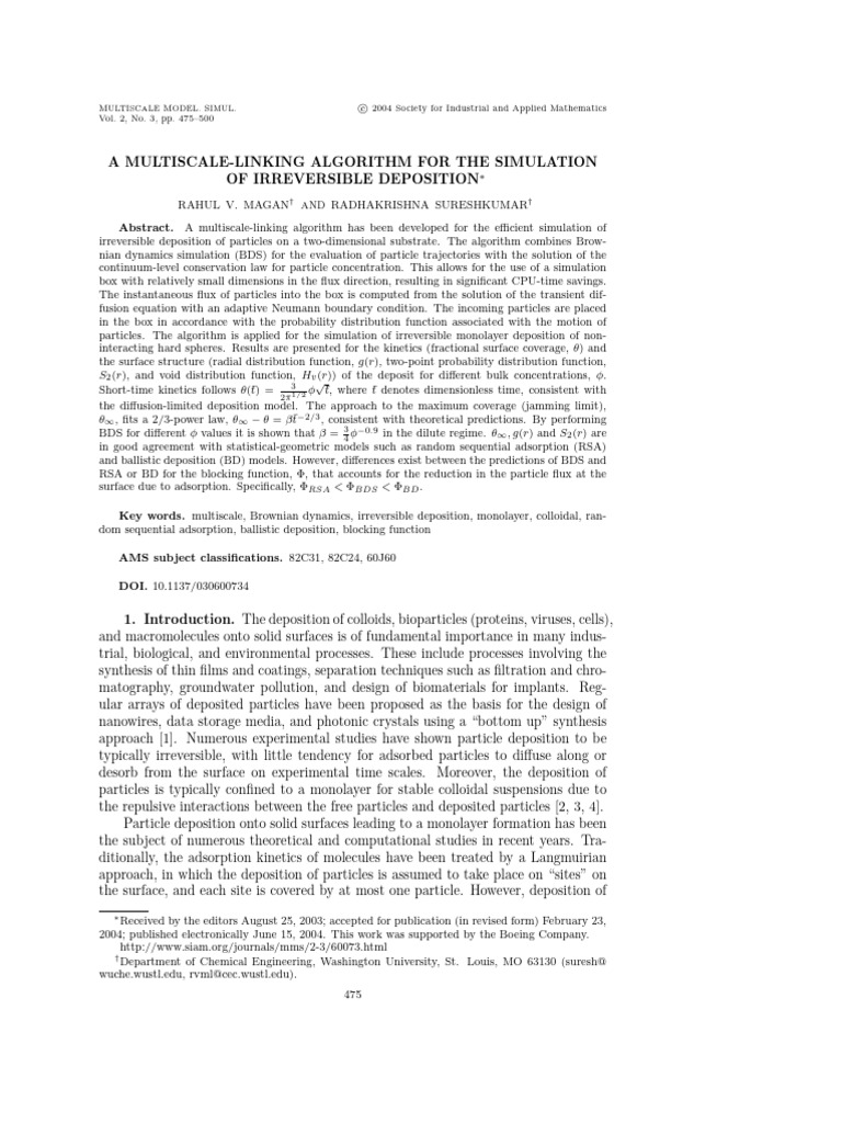 A MULTISCALE-LINKING ALGORITHM FOR THE SIMULATION | PDF | Simulation | Adsorption