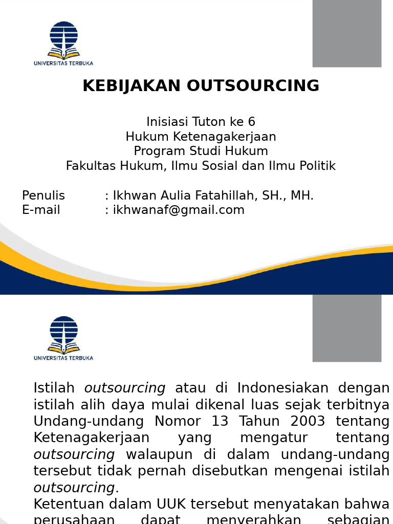 Materi VI Kebijakan Outsourcing | PDF