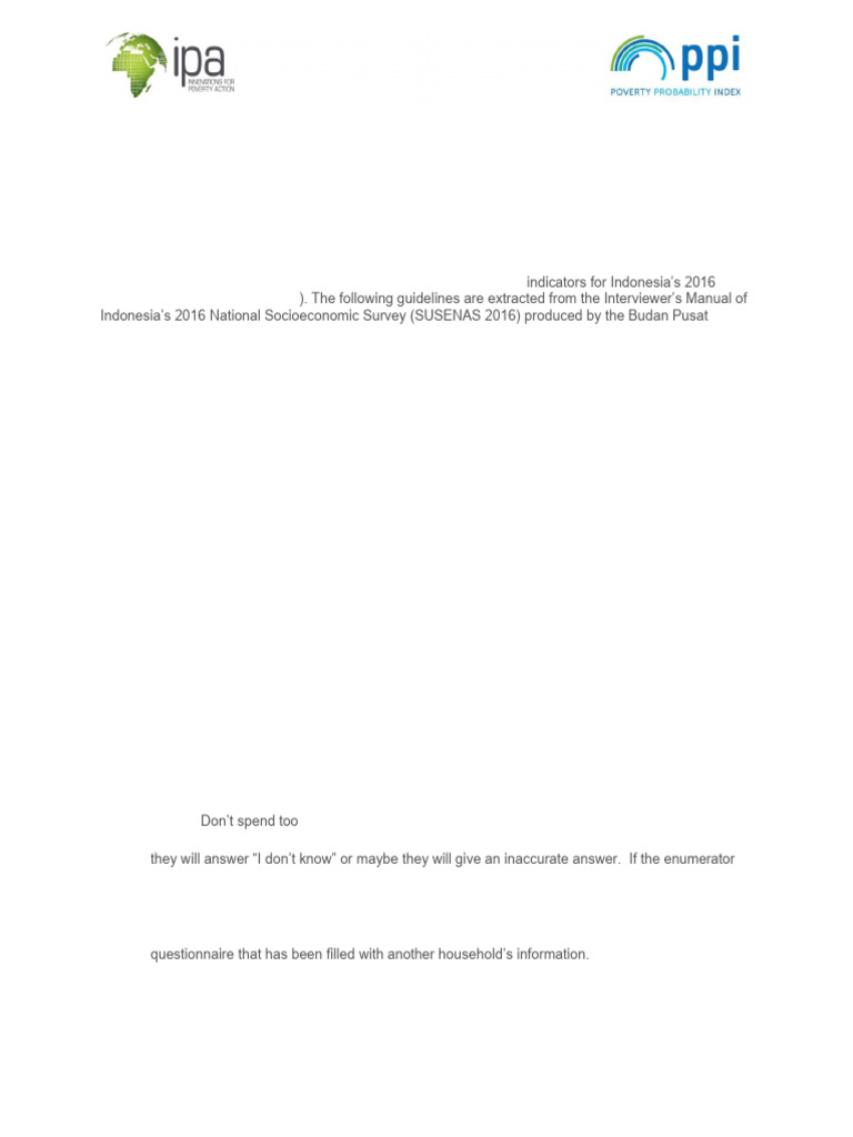 Indonesia 2016 PPI - Interview Guidance - English | PDF | Internet | Wife