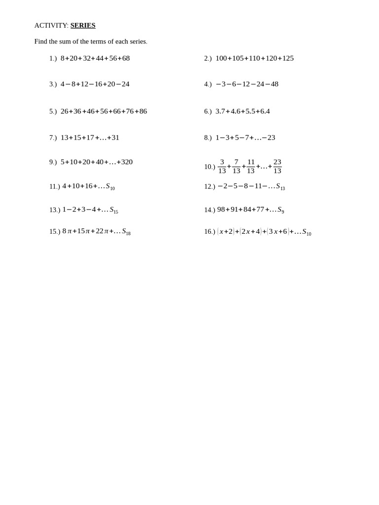 Activity SERIES | PDF