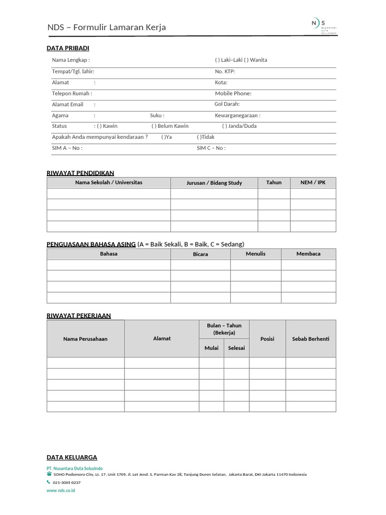 NDS - Form Biodata - 2024 | PDF