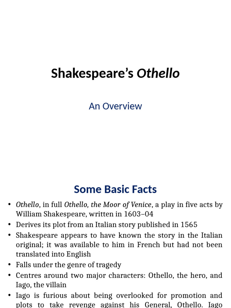 Shakespeare's Othello Overview | PDF | Othello | Iago