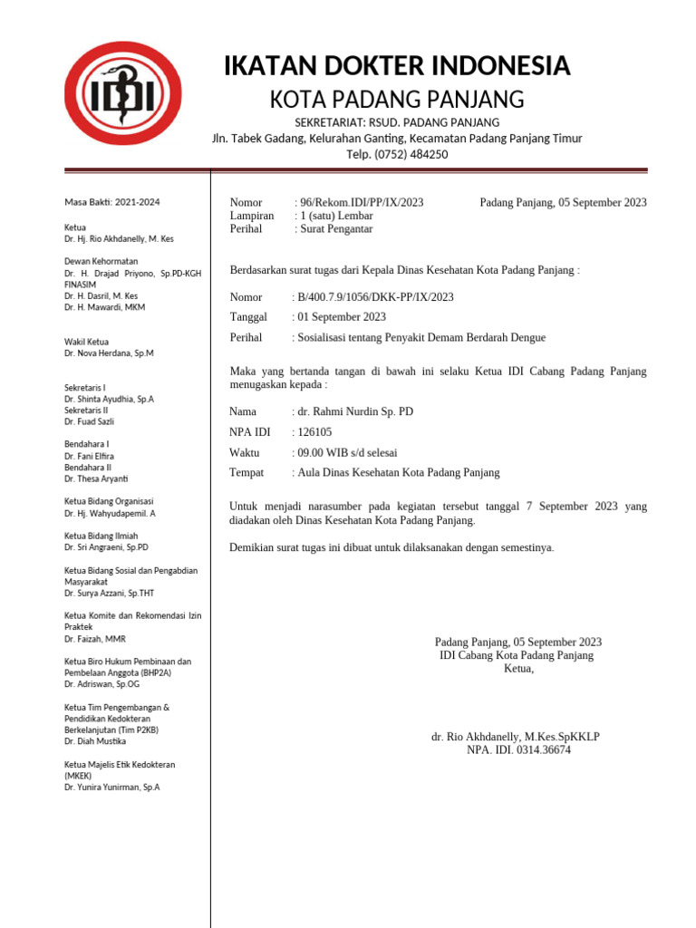 Surat Tugas IDI | PDF