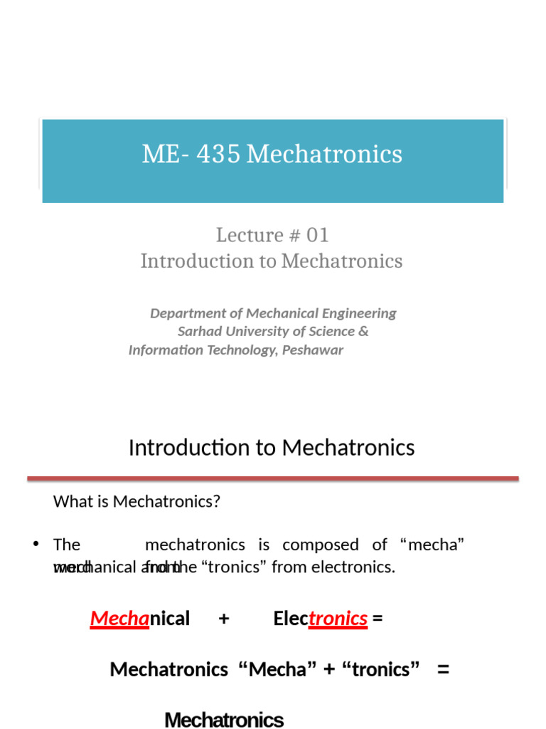 Lecture01 160408162757 | PDF | Mechatronics | Feedback