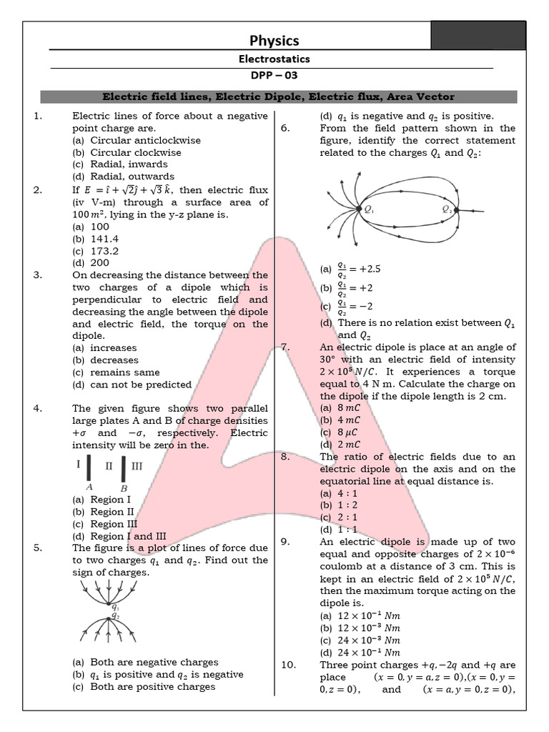 Electrostatics DPP-3_YT | PDF | Electric Field | Dipole