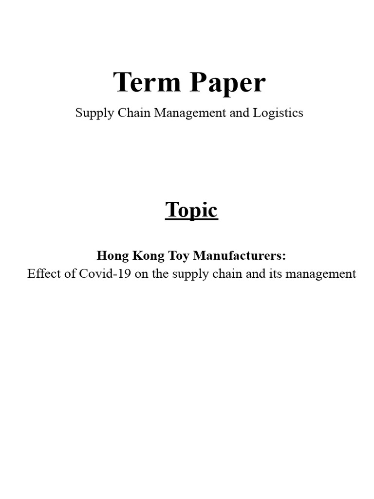 Term Paper - Supply Chain Management and Logistics | PDF | Supply Chain ...