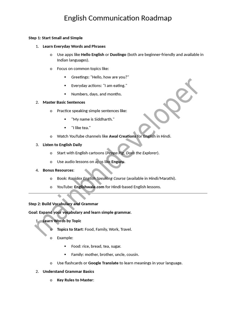 English Learning Guide for Beginners | PDF | English Language ...