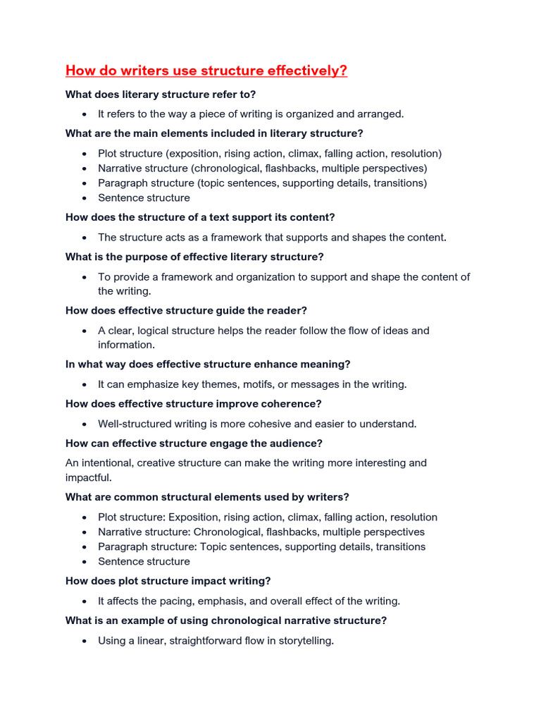 How Do Writers Use Structure Effectively | PDF | Narrative | Human ...