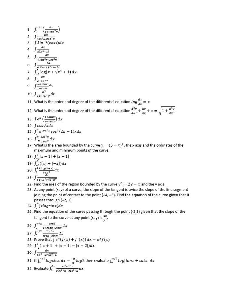 Calculus Integrals and Differential Equations | PDF | Analytic Geometry | Elementary Geometry