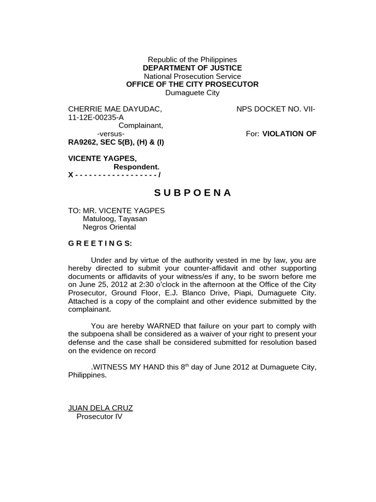 Subpoena | PDF