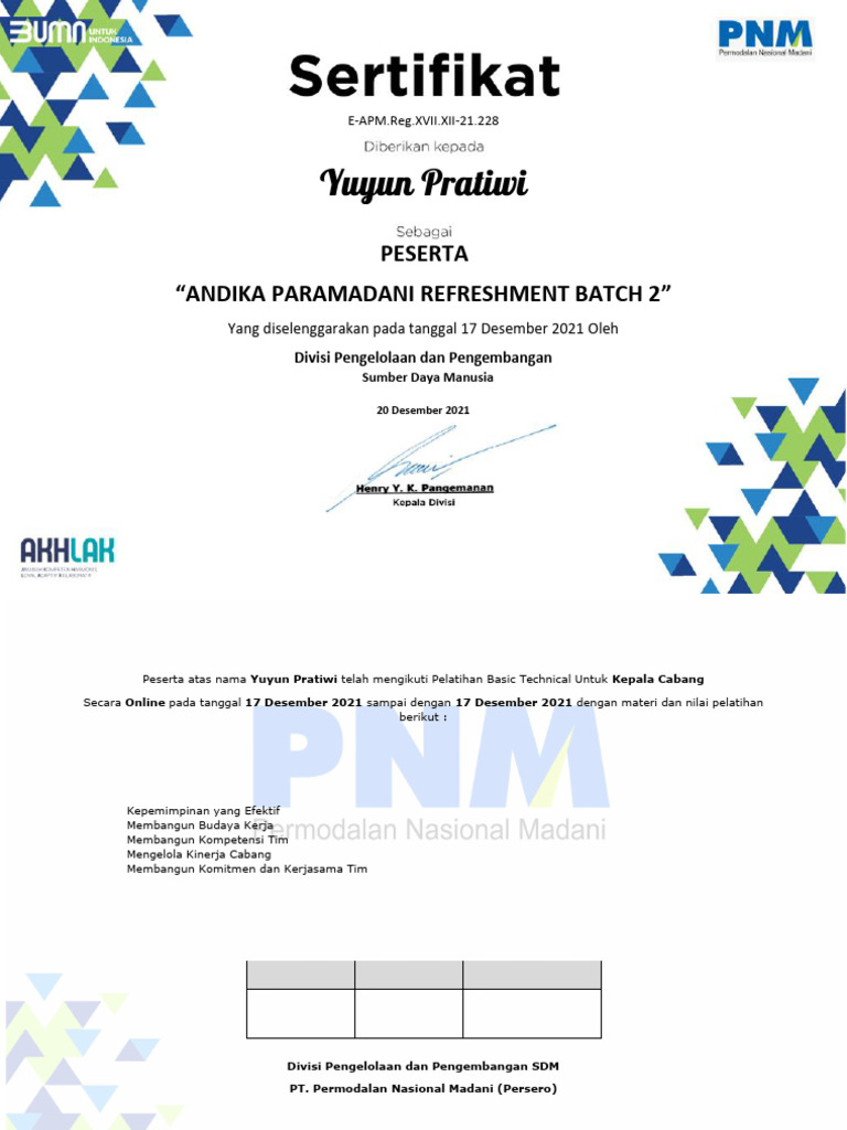 E-Sertifikat APM Refreshment Batch 2-228 | PDF
