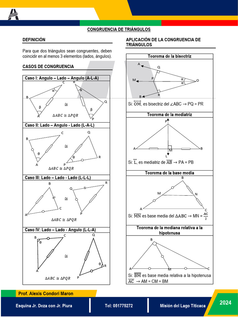 5°_RM_5TO_SEC_Congruencia de triangulos | PDF | Triángulo | Matemática Elemental