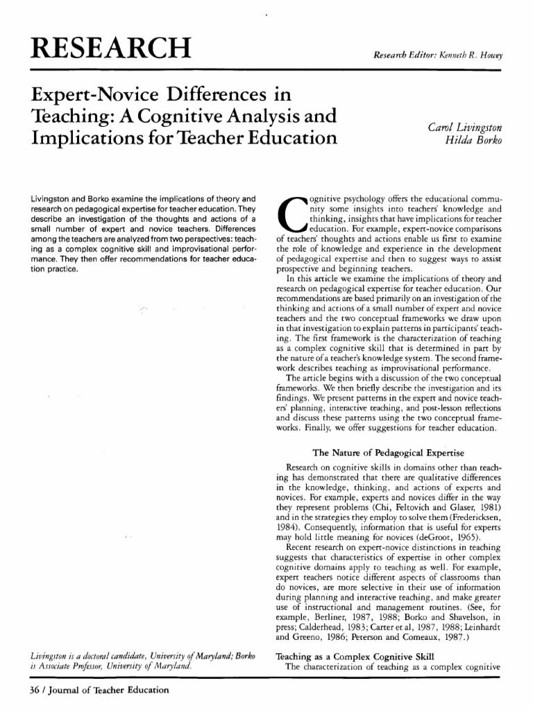 Expert vs. Novice Teachers: Insights for Education | PDF | Expert ...